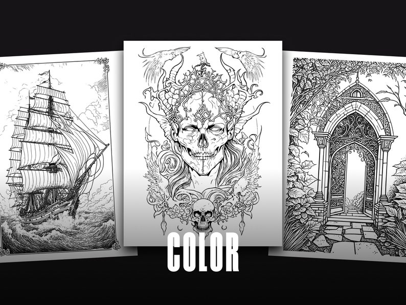 Gothic Adult Coloring Book 30 Printable Digital Download - Etsy