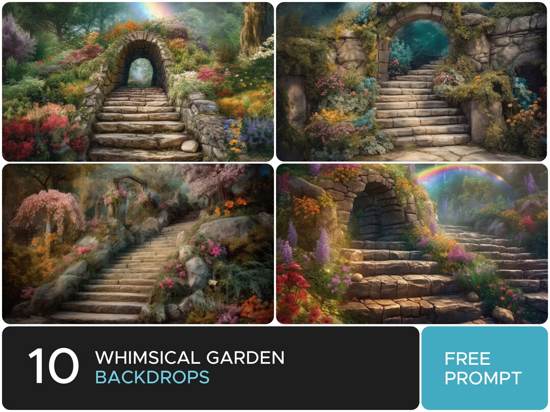 10 Whimsical Garden Backdrops Bundle Photoshop Overlays - Etsy