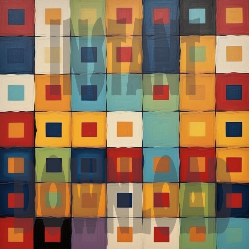 Retro Square Colorful Abstract Art Instant Digital Download Print - Etsy