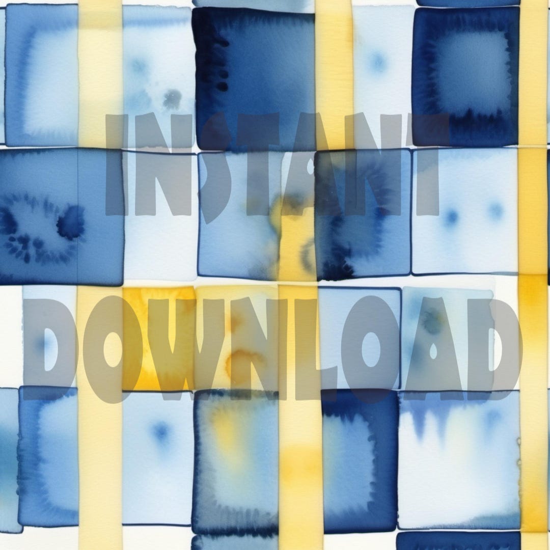 Blue and Yellow Abstract Art Instant Digital Download - Etsy
