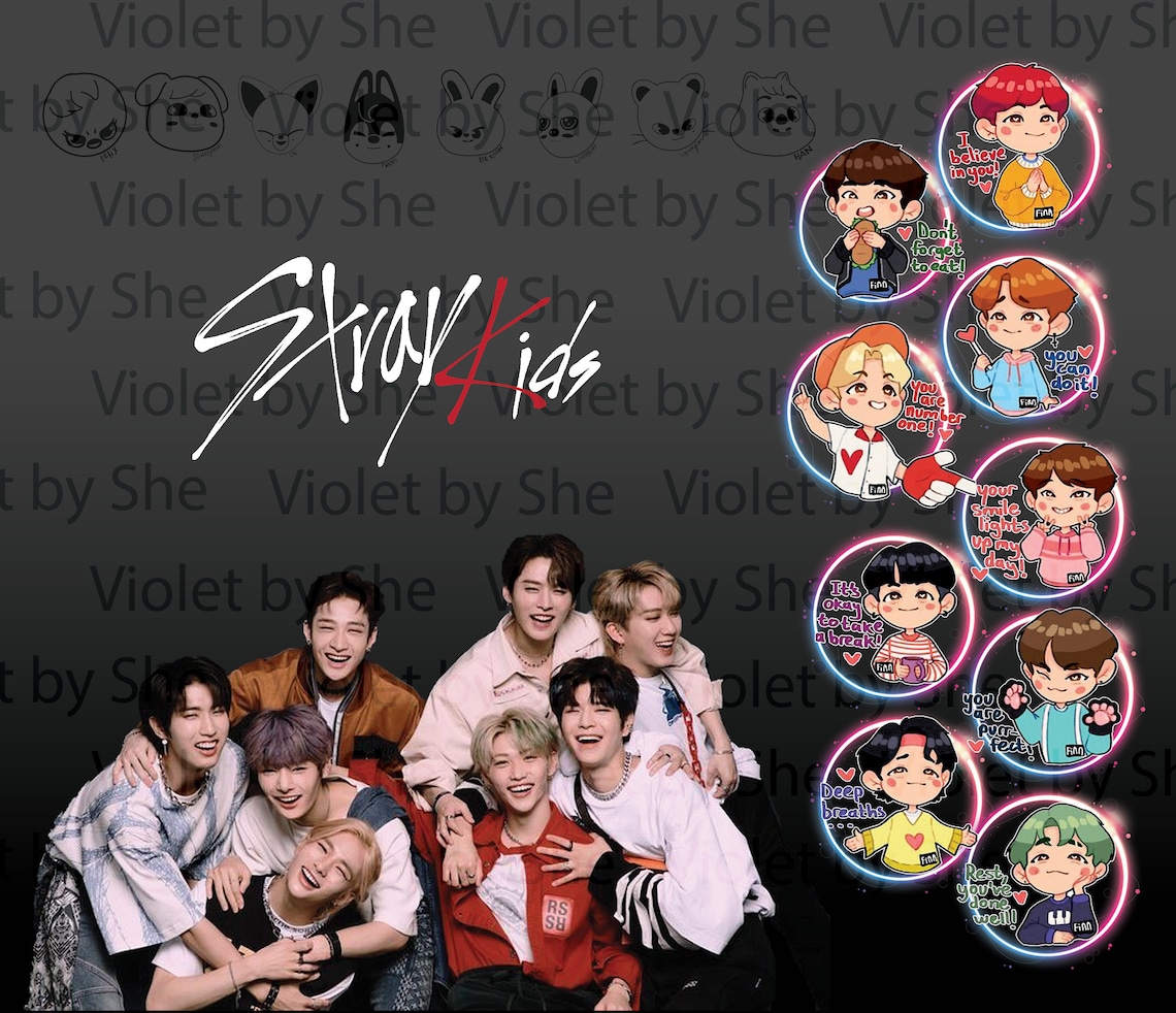 Stray Kids Music Group Animation Template for Tumblers 20oz Sublimation ...