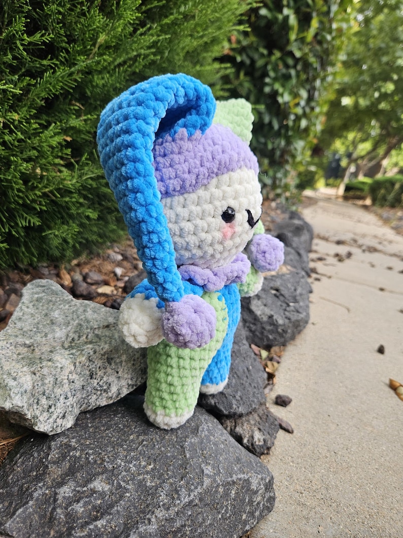Jester Crochet Plushie Stuffed Animal Amigurumi Clown Circus Blue Green ...