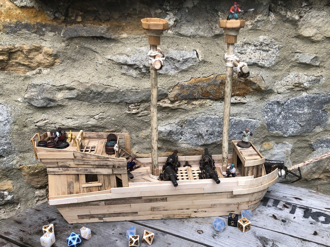 Miniature Frigate Ship With FREE Rowboat 28mm 32mm 156 Tabletop Gaming ...