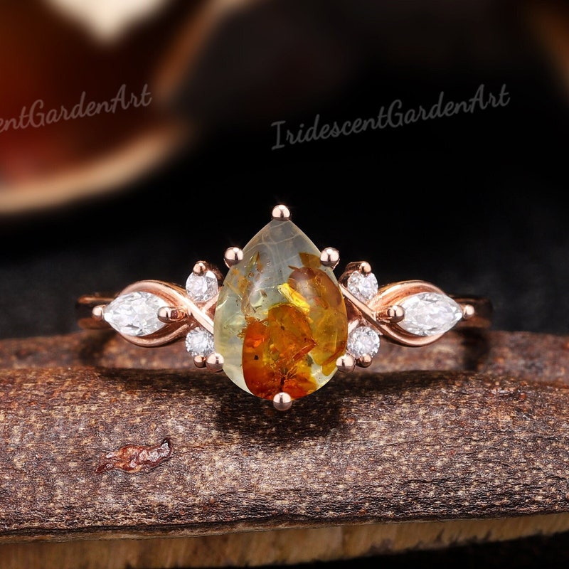 Amber Engagement Ring - Etsy