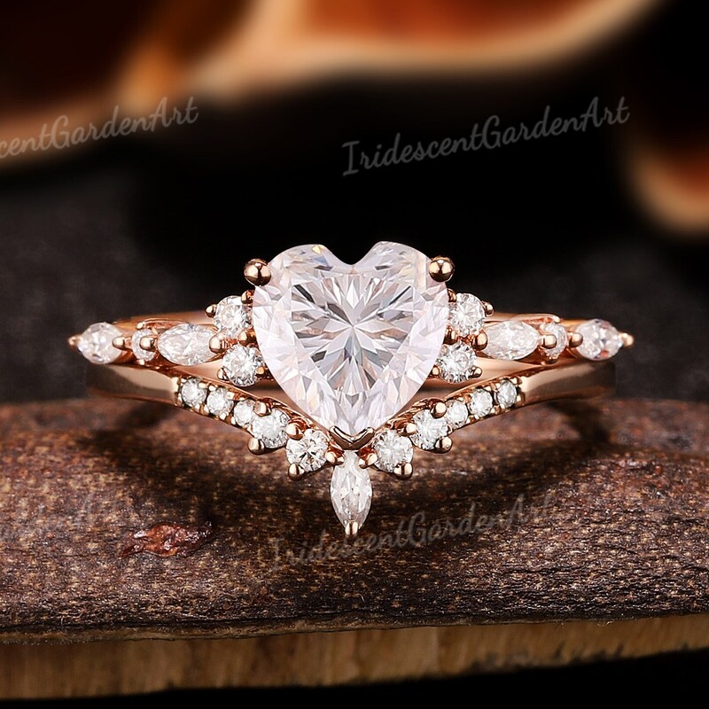 Heart Wedding Rings - Etsy