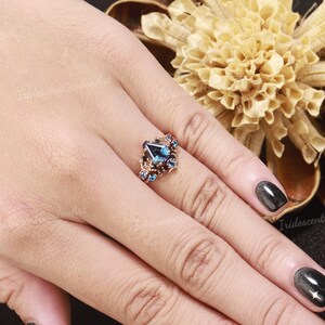 Spider Web Coffin Alexandrite Engagement Ring Set Gothic Ring Solid ...