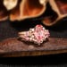 Spider Web Coffin Pink Sapphire Engagement Ring Set Rose Gold Opal ...