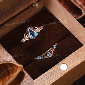 Spider Web Coffin Alexandrite Engagement Ring Set Gothic Ring Solid ...