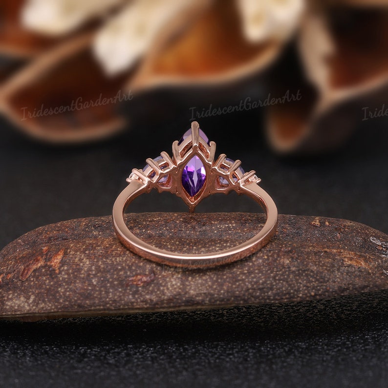 Unique Marquise Shaped Amethyst Engagement Ring Triangle Cut - Etsy