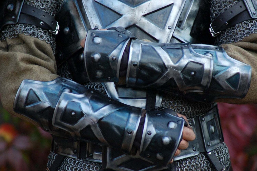 Medieval Larp Warrior Steel Dwarven Pair of Bracers Hand - Etsy