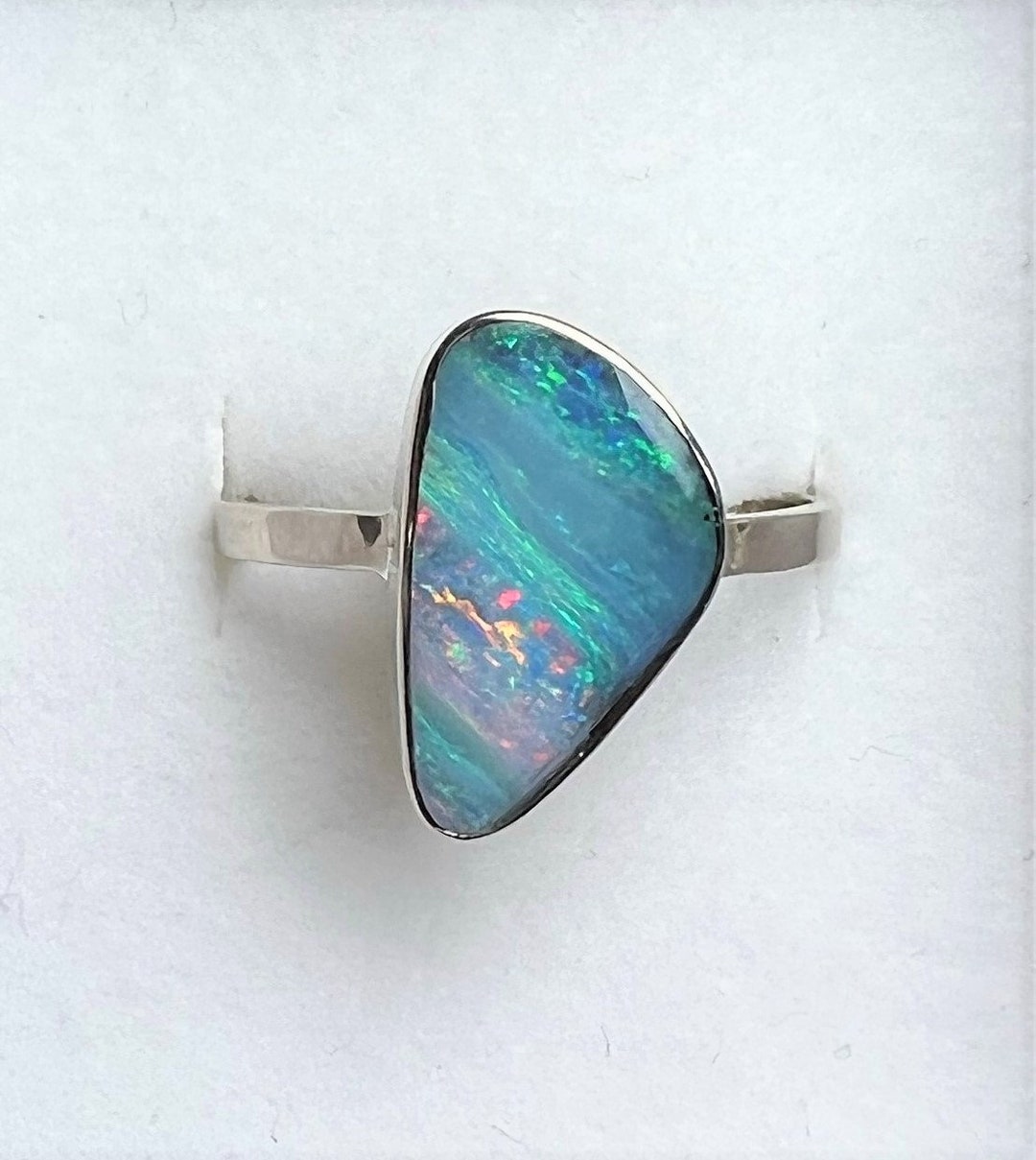 14K Gold Custom Boulder Opal Ring. Delightful Pastel Boulder Opals ...