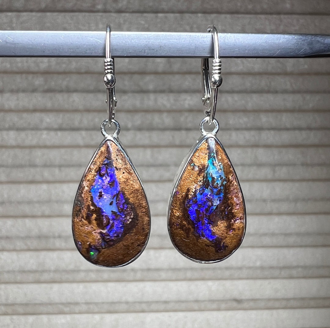 Teardrop Boulder Opal Dangle/drop Earrings With Lever Back Closure Set ...