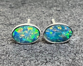 Bezel Set Opal Earrings - Etsy