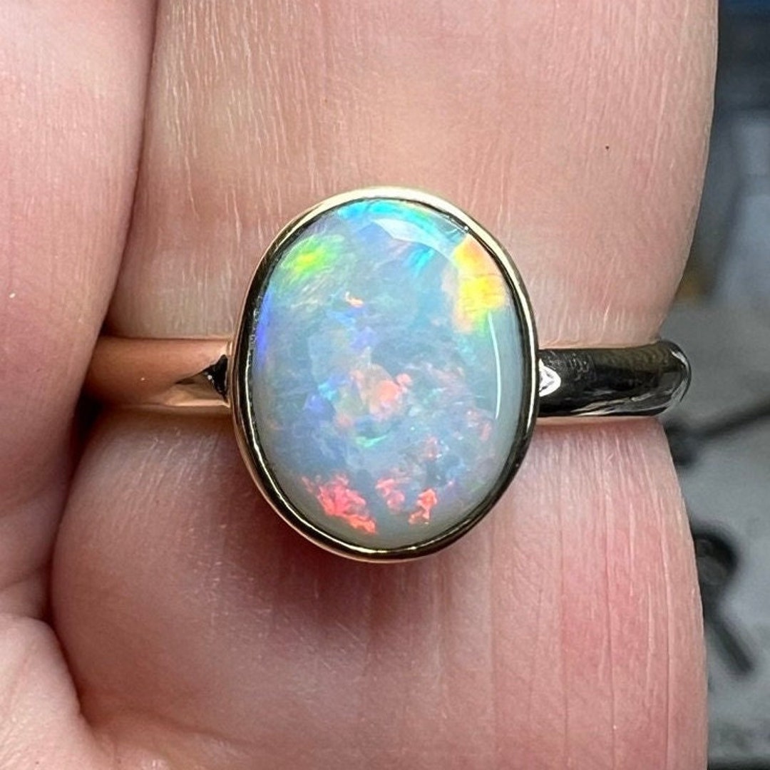 Lightning Ridge Australia Dark Opal 14k Gold Ring. - Etsy