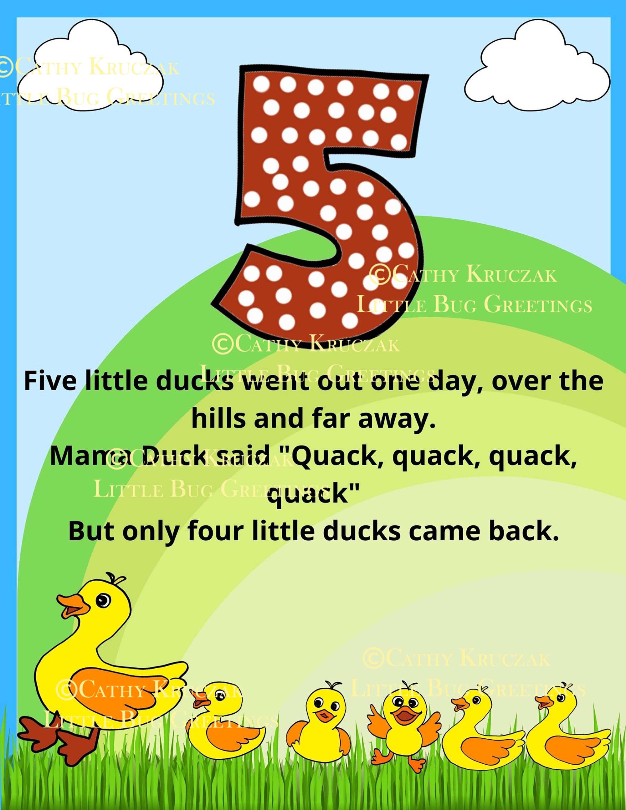 Five Little Ducks Printable Puppets & Song Poster Perfect for Felt ...