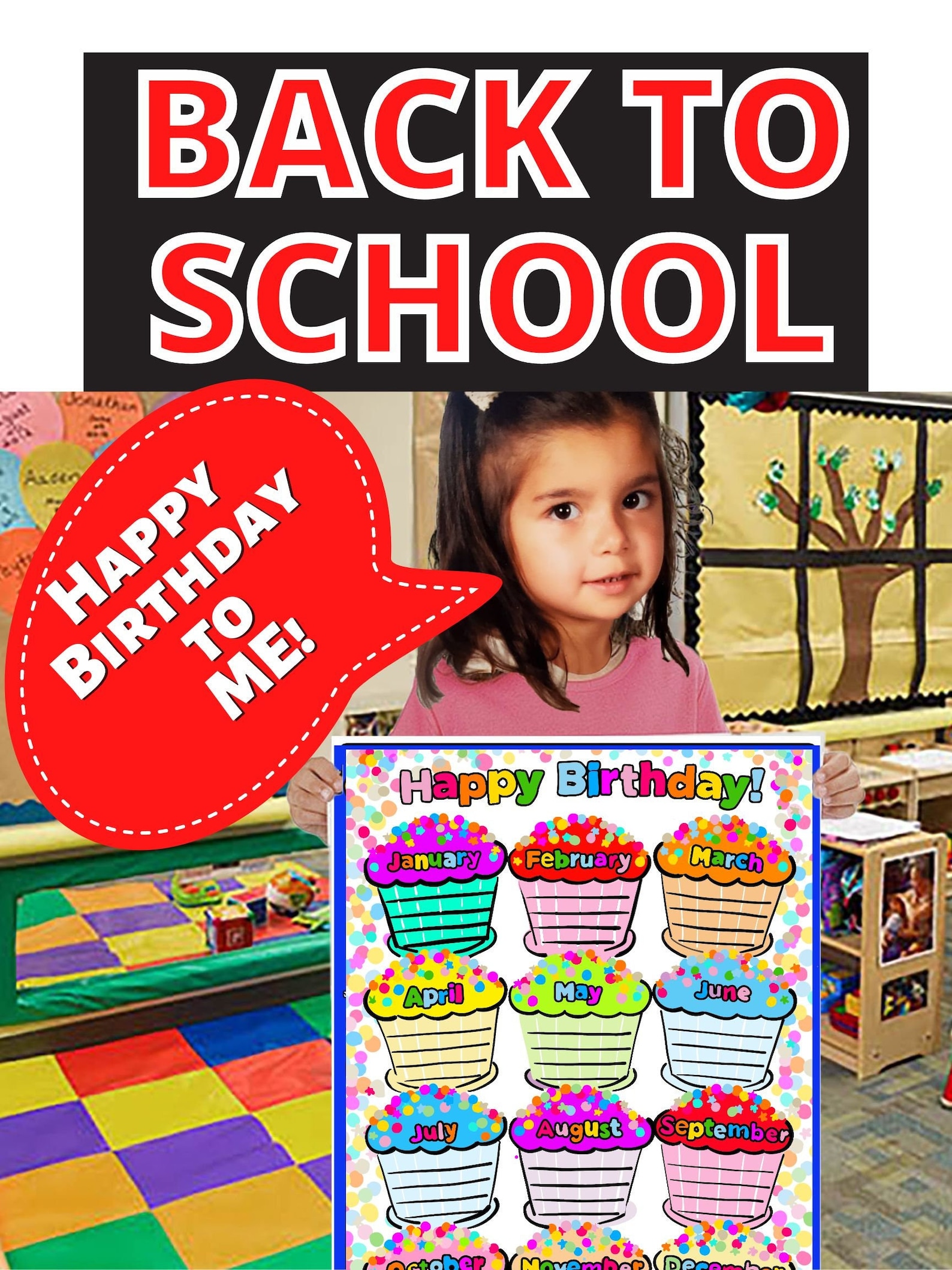 Month Birthday Party Classroom Themed Cupcakes Poster PDF Download - Etsy