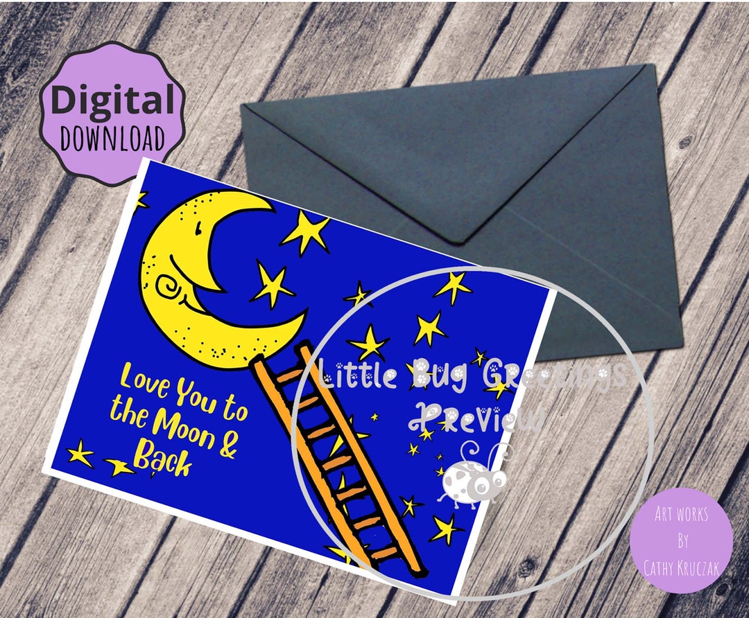 Printable Love You to the Moon and Back Greeting Card Blank Inside ...