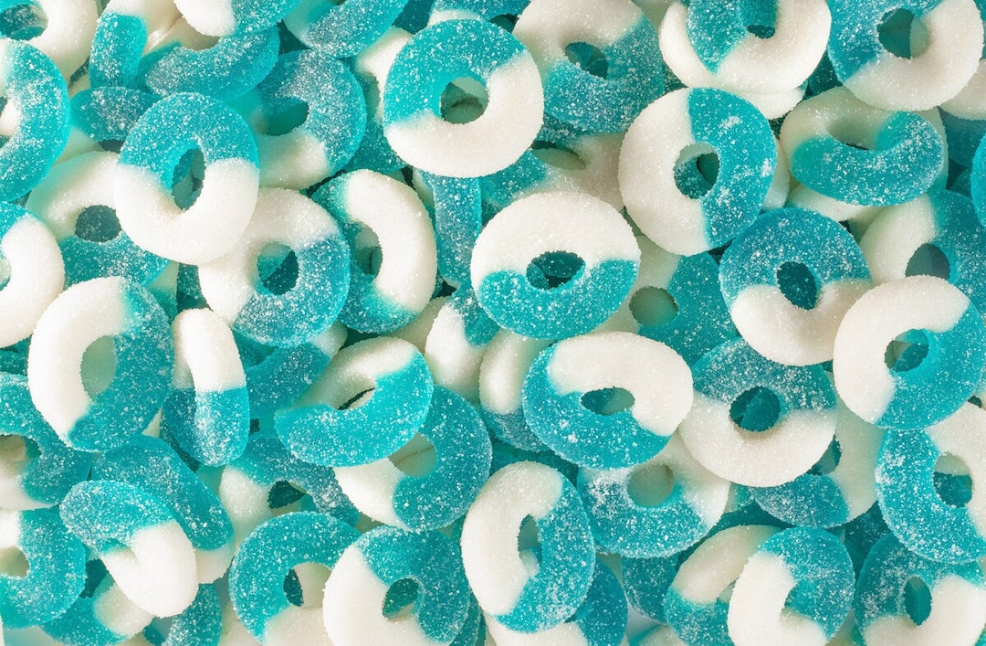 Gourmet World's Best Blue Raspberry Rings Soft & Chewy Gummy Candy ...