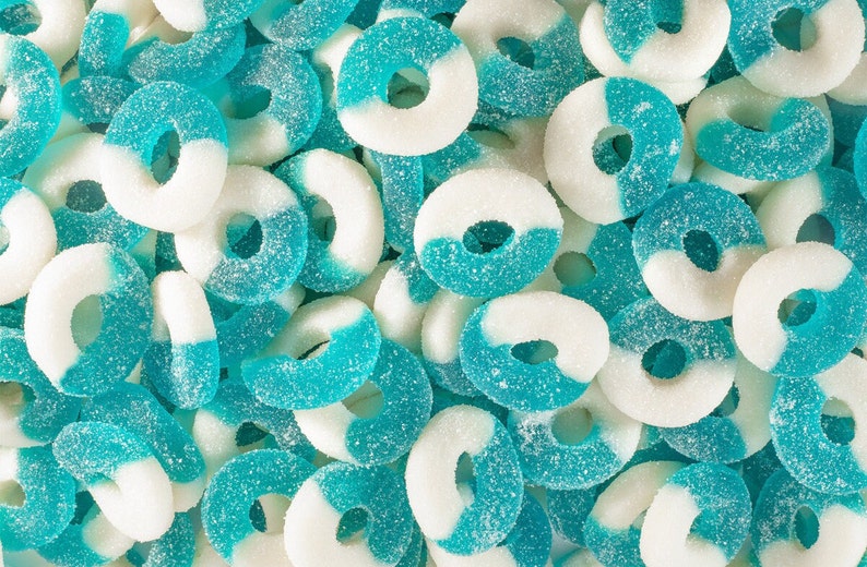 Gourmet World's Best Blue Raspberry Rings Soft & Chewy Gummy Candy ...