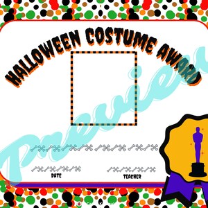 Halloween EDITABLE Insert Photo AWARDS "halloween Costume Award ...