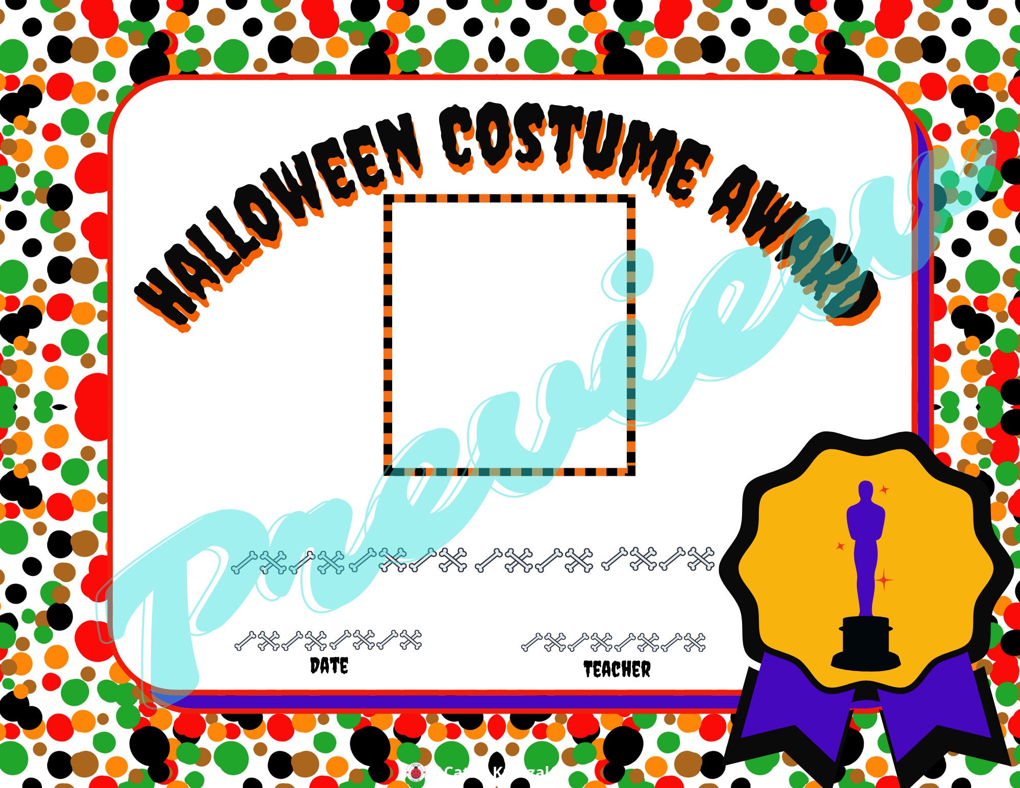 Halloween EDITABLE Insert Photo AWARDS "halloween Costume Award ...