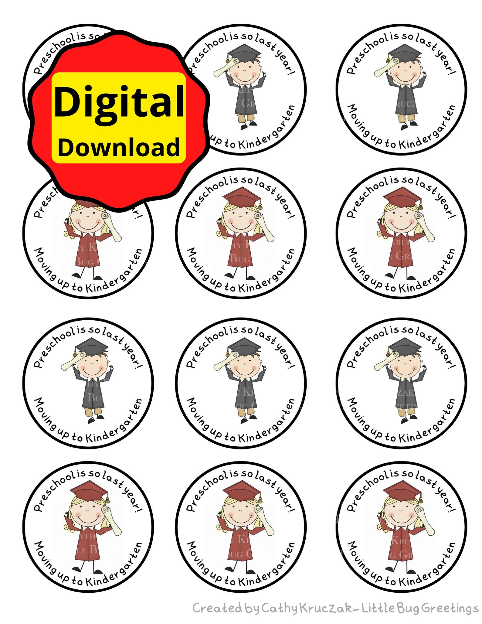 Preschool to Kindergarten Graduation Stickers and Motivational Stickers ...