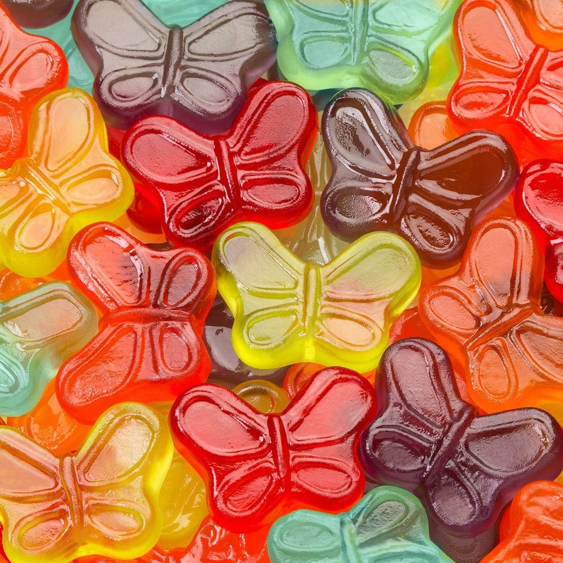 Gourmet Mini Gummi Butterflies Soft & Chewy Gummy Candy Pastel Colors ...