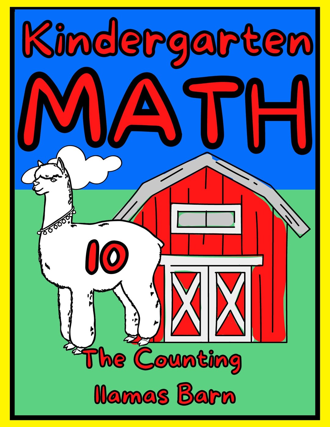 A Kindergarten Math Color the Number 10 the Counting Llamas Barn - Etsy