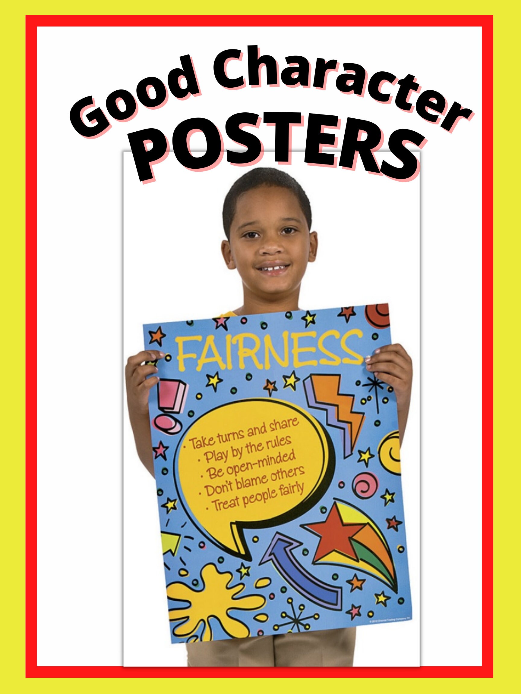 6 Posters School Bulletin Board! Good Character "fairness, Caring ...
