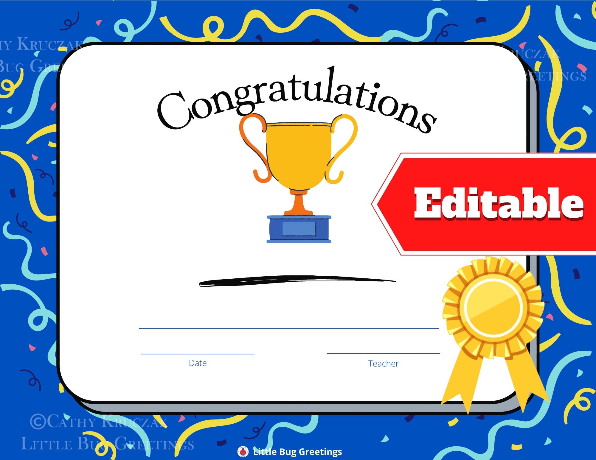 End of the Year Congratulations Awards Editable Printable One Page PDF ...