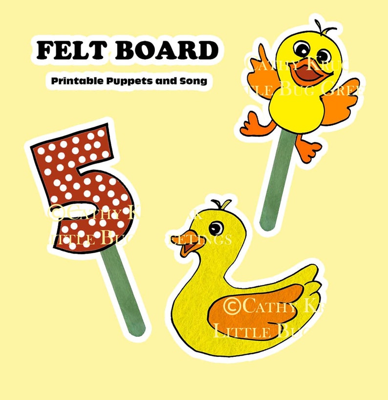 Five Little Ducks Printable Puppets & Song Poster Perfect for Felt ...