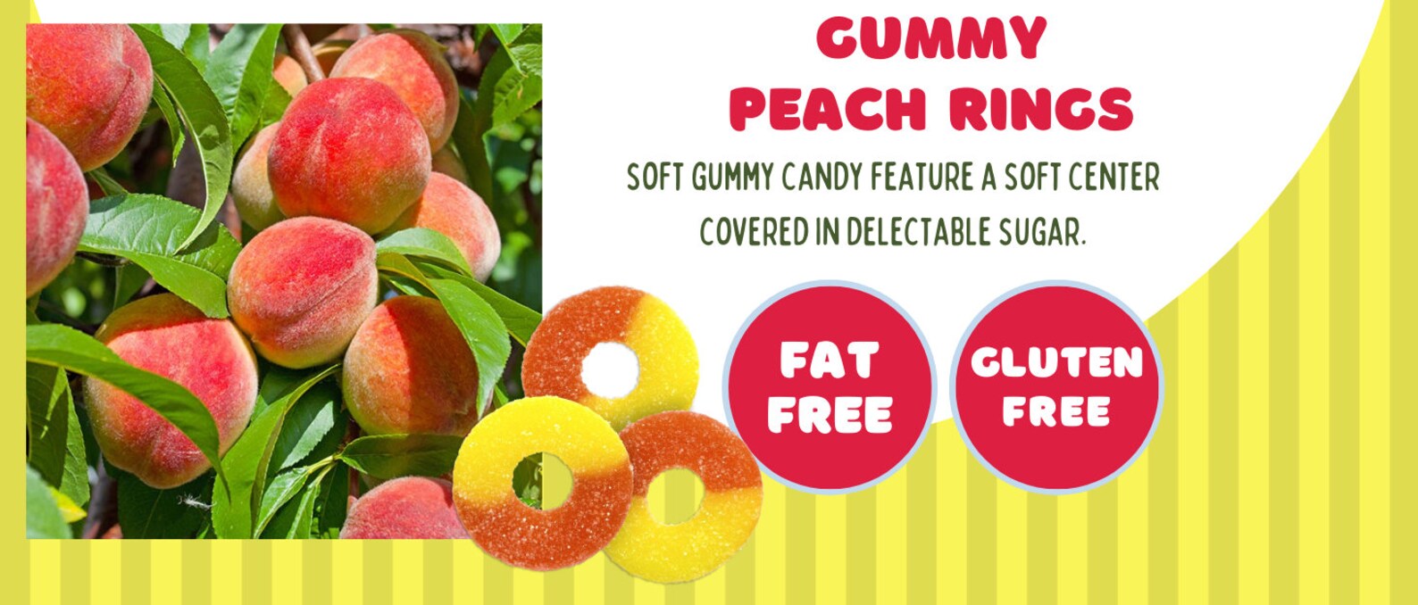 Gourmet Gummi Peach Rings Soft & Chewy Gummy Candy Delicious Sugar ...