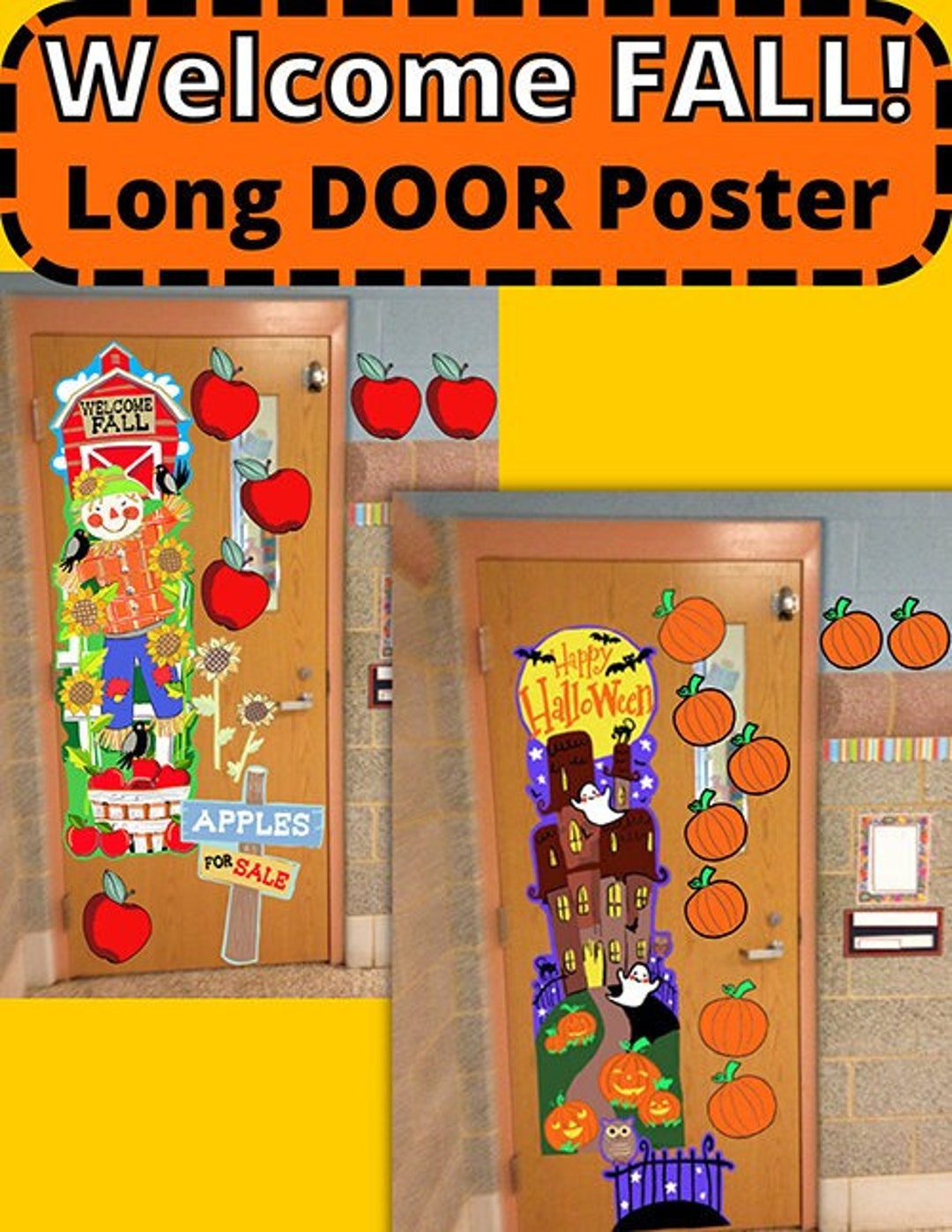 Welcome Fall & Halloween Classroom Themed Décor Long Door POSTER! - Etsy