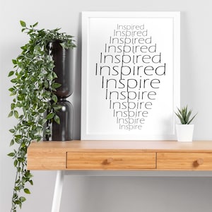 Inspired Inspire, Transparent Background Word Art Typography, Instant ...
