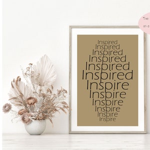 Inspired Inspire, Transparent Background Word Art Typography, Instant ...