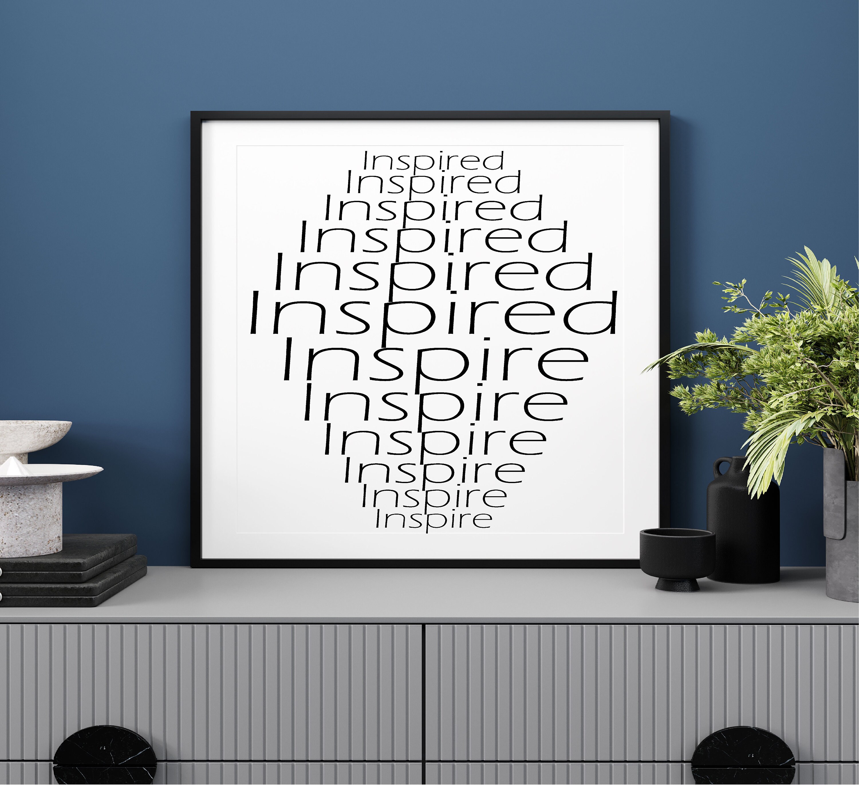 Inspired Inspire, Transparent Background Word Art Typography, Instant ...