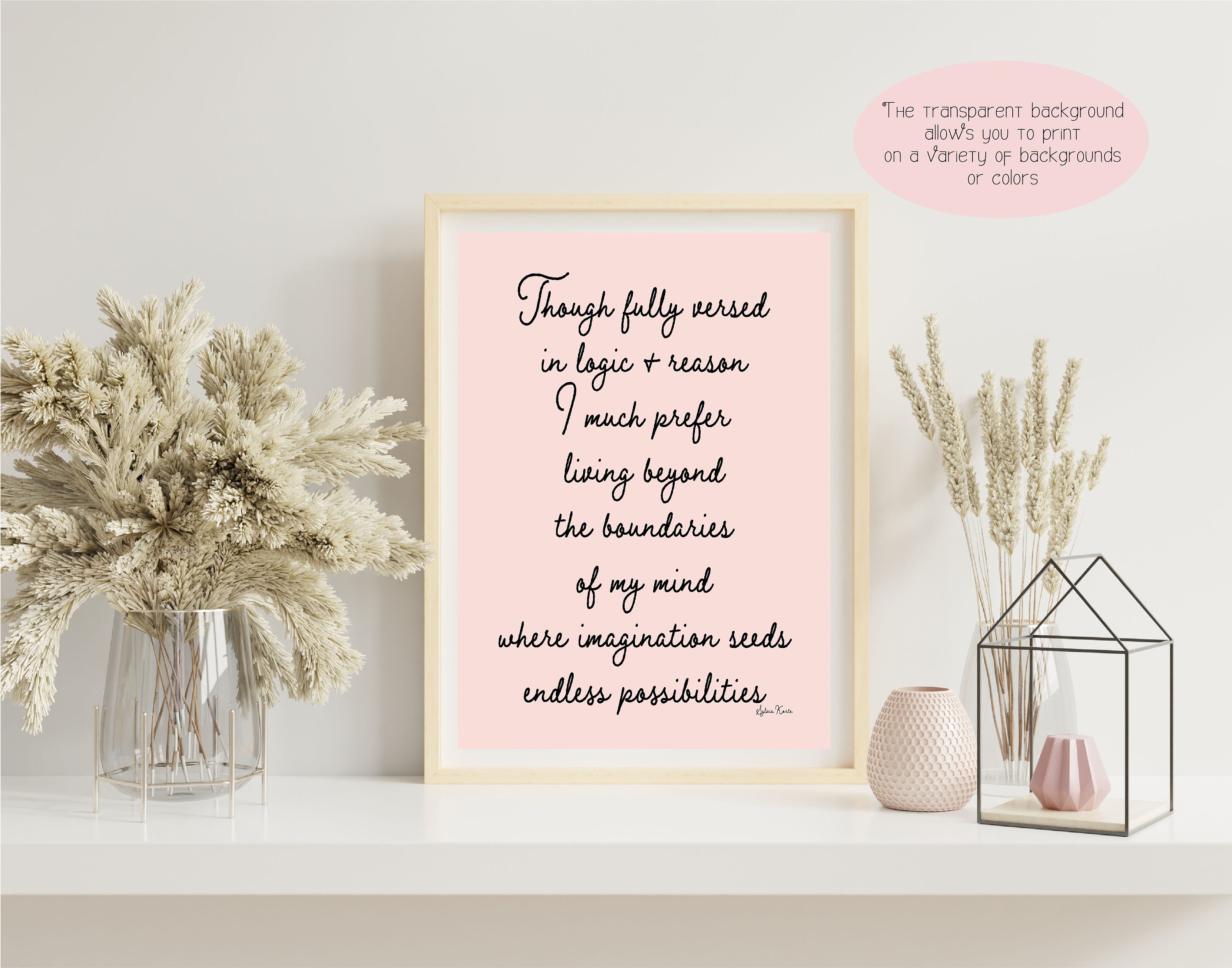 Logic & Reason, Transparent Background Script Font Typography, Instant ...