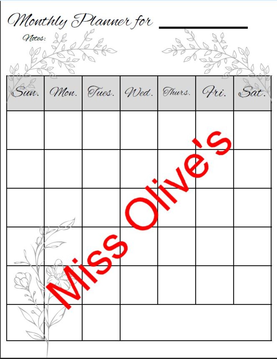 Blank Seasonal Monthly Planner Printable - Etsy