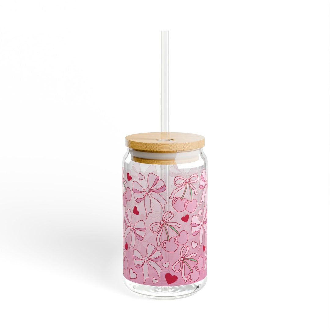 Pink Coquette Cherry and Bows Glass, 16oz - Etsy