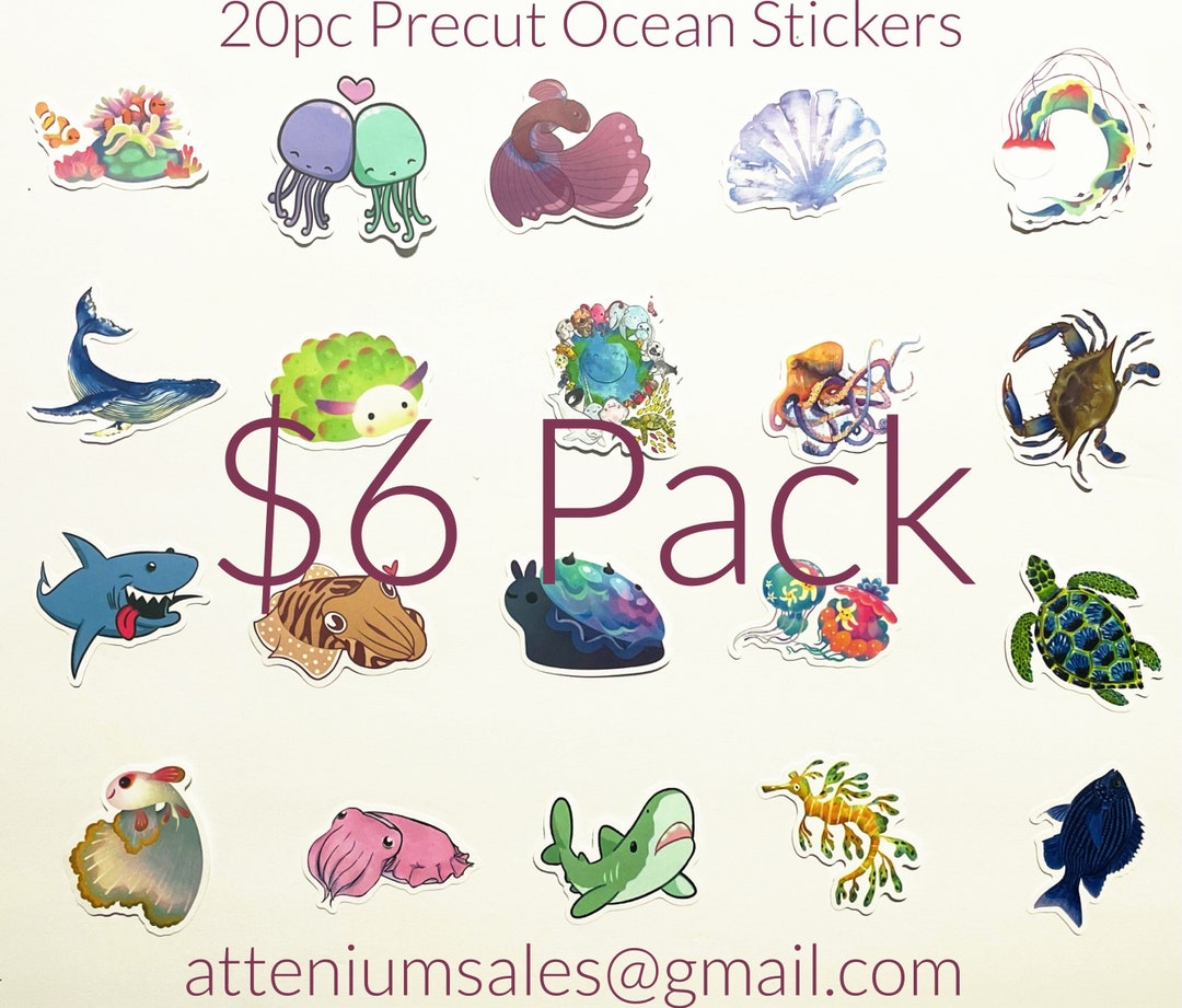 20pc Marine Life Vinyl Stickers - Etsy