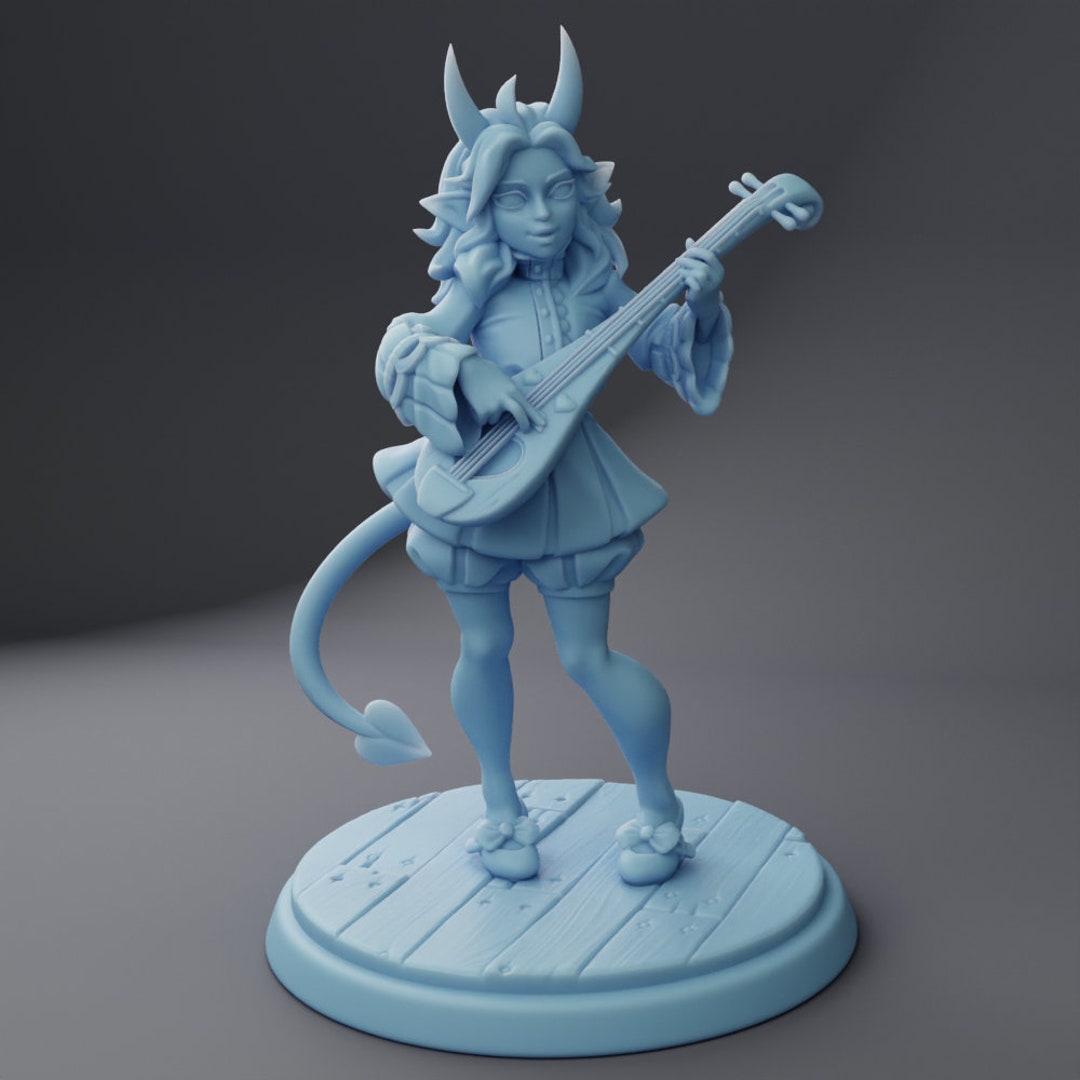Female Tiefling Bard - Twin Goddess Miniatures - D&D - TTRPG - 32mm ...