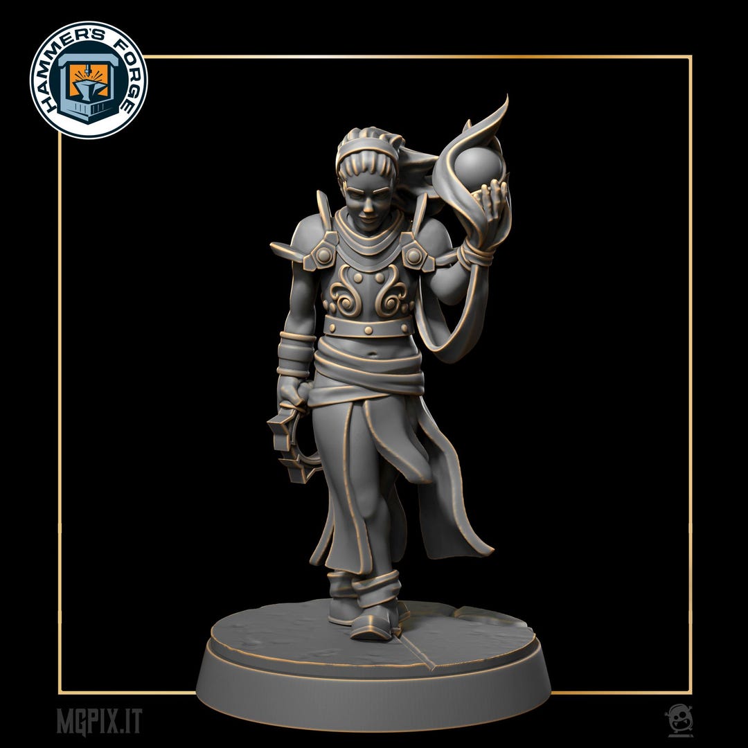 Human Female Wizard - 28mm Scale - D&D - Hero Quest - Warrior - TTRPG - 32mm Miniature ...