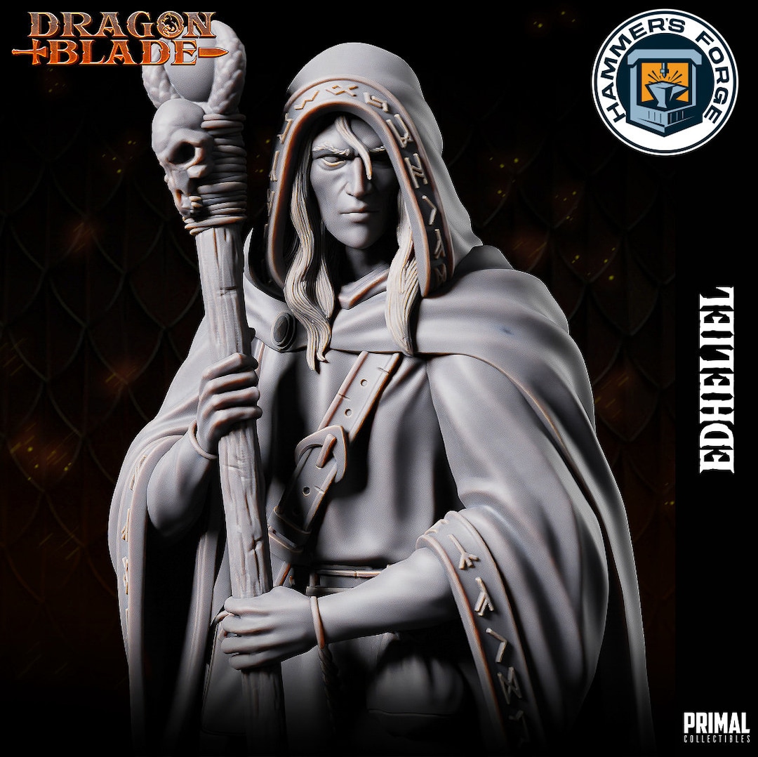 Human Male Wizard Miniature for D&D - TTRPG - 32mm Miniature - Edheliel ...