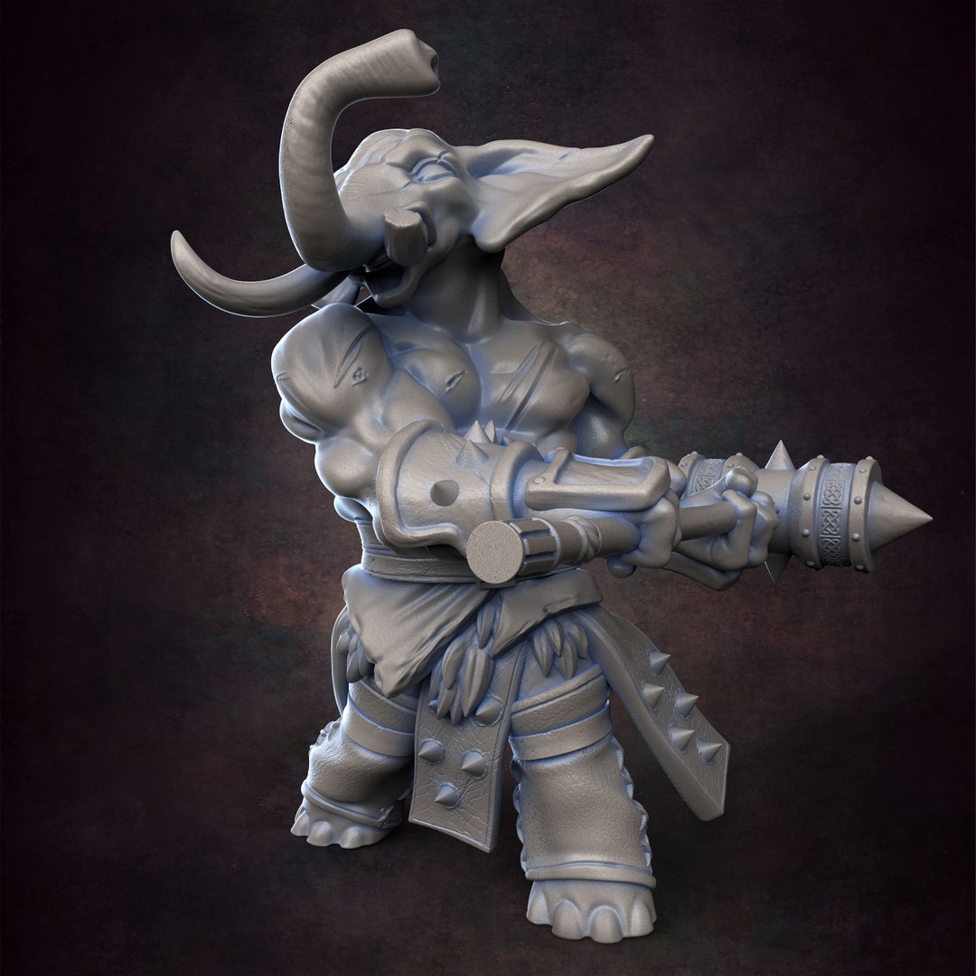 Loxodon Barbarian Pose 2 D&D Elephant Warrior TTRPG 32mm Miniature ...