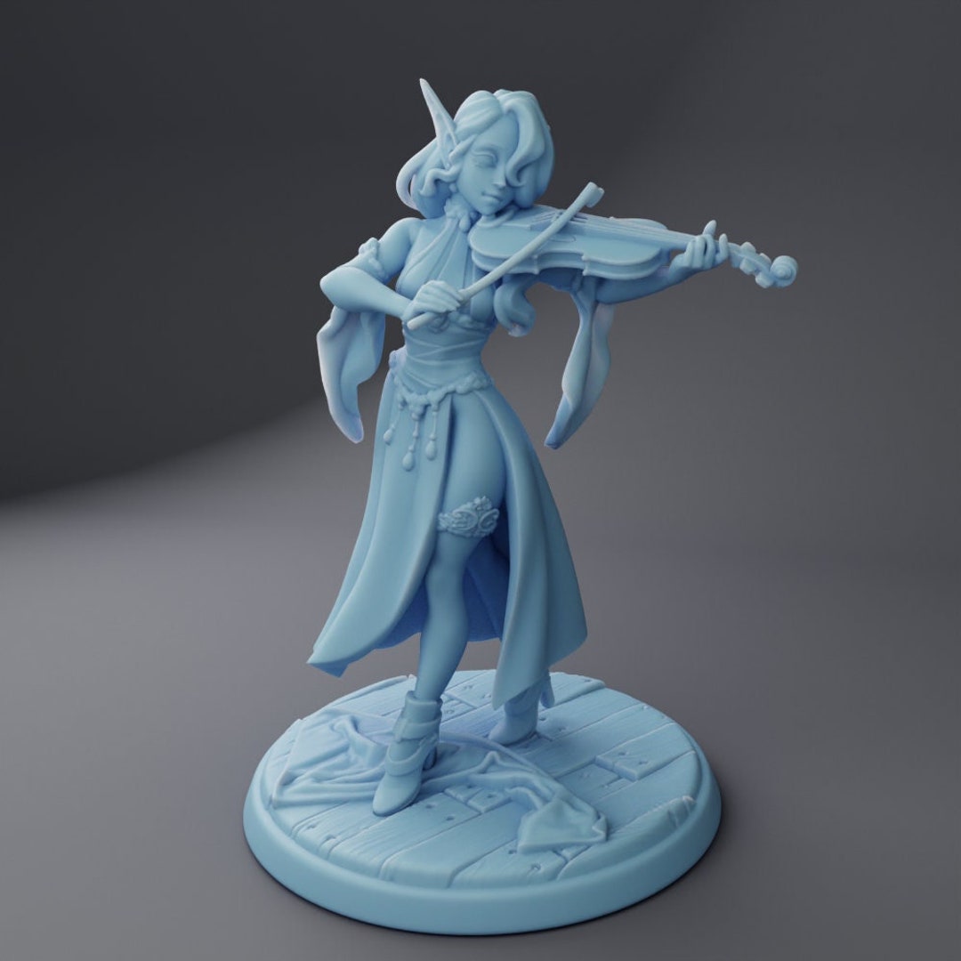 Elven Female Bard - Twin Goddess Miniatures - D&D - Silv - TTRPG - 32mm ...