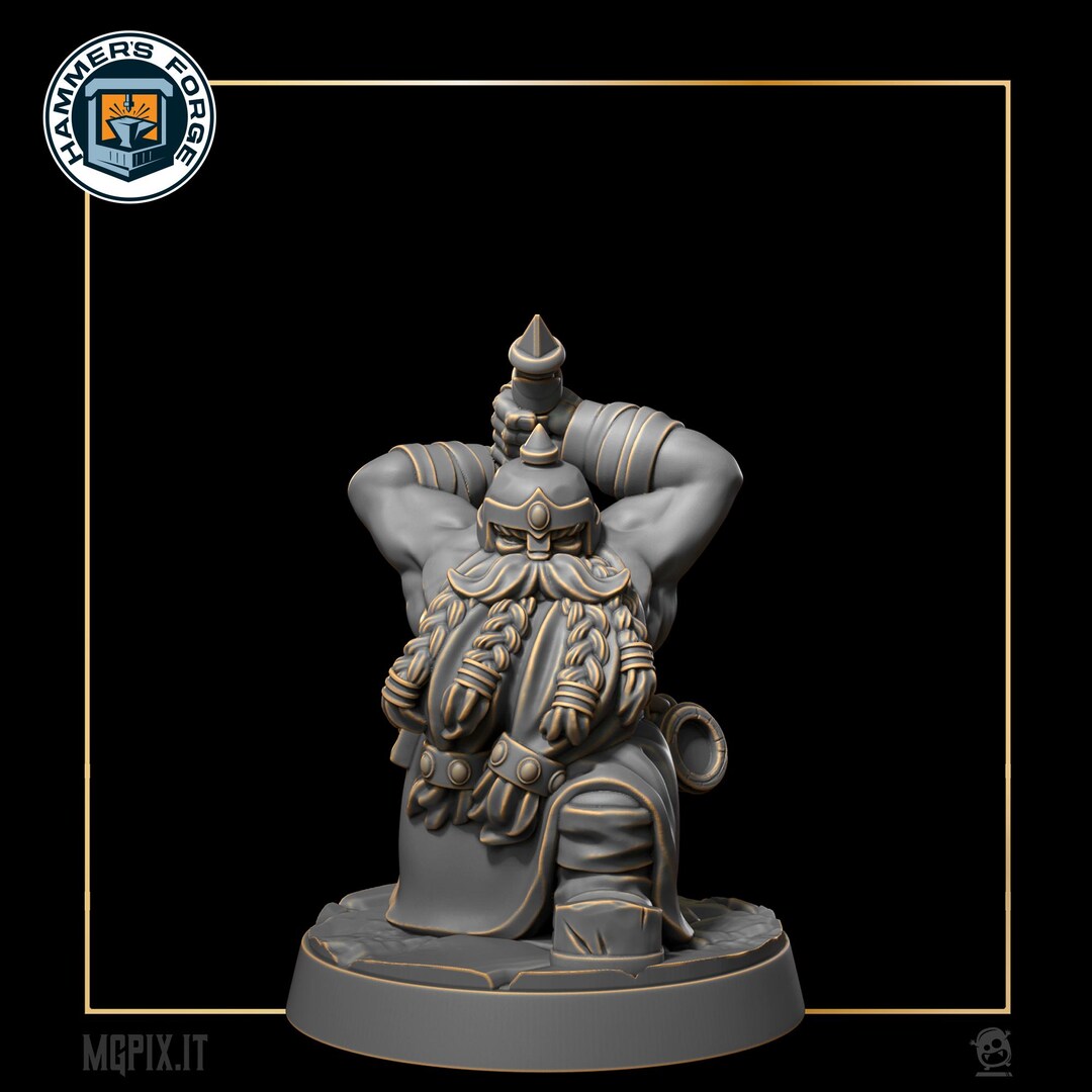 Male Dwarf Fighter - 28mm Scale - D&D - Hero Quest - Warrior - TTRPG - 32mm Miniature ...