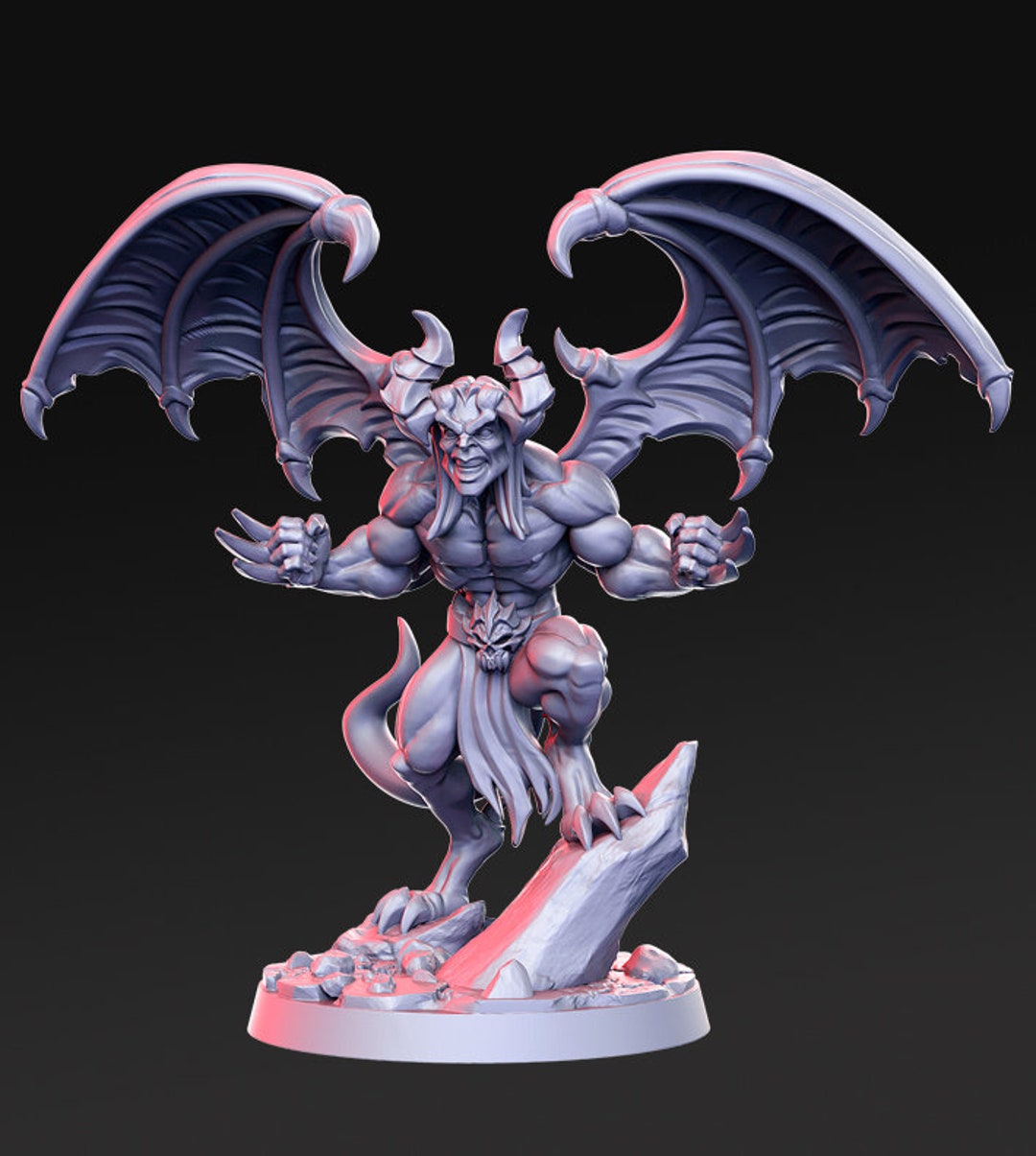Dhamai Winged Demon D&D TTRPG 32mm Miniature Pathfinder Unpainted - Etsy