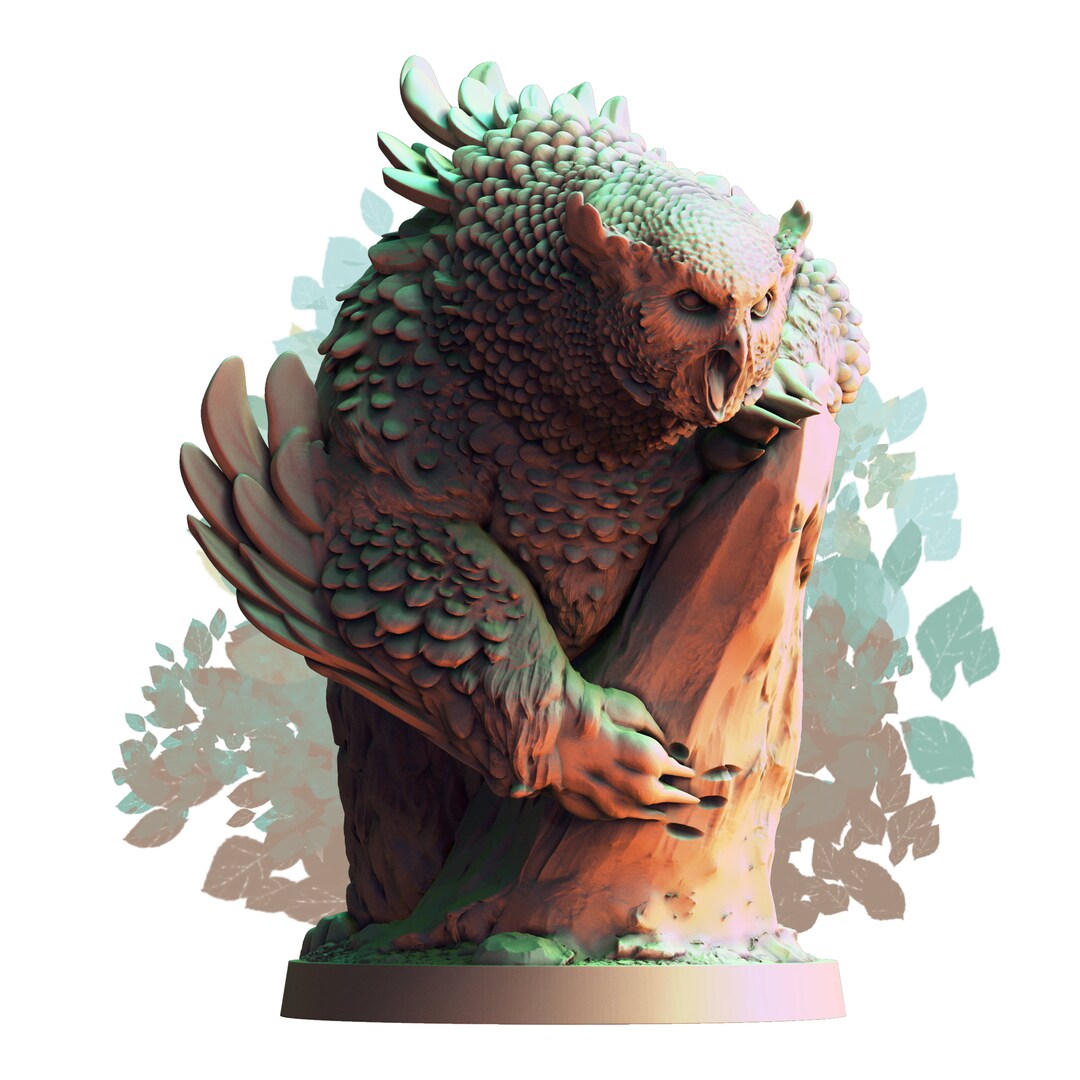 Owlbeast on the Rocks Owlbear D&D TTRPG 28mm Miniature Pathfinder ...