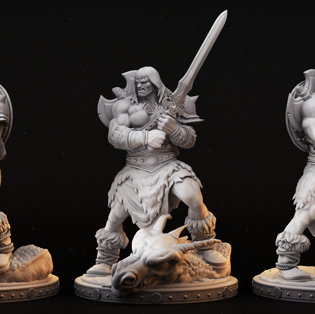 Human Male Barbarian Miniature for D&D - TTRPG - 32mm Miniature ...