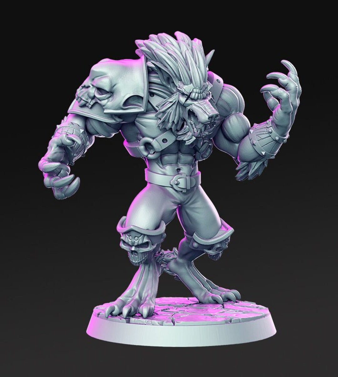 Wilveris Werewolf Soldier Warrior D&D Lycan TTRPG 32mm Miniature ...